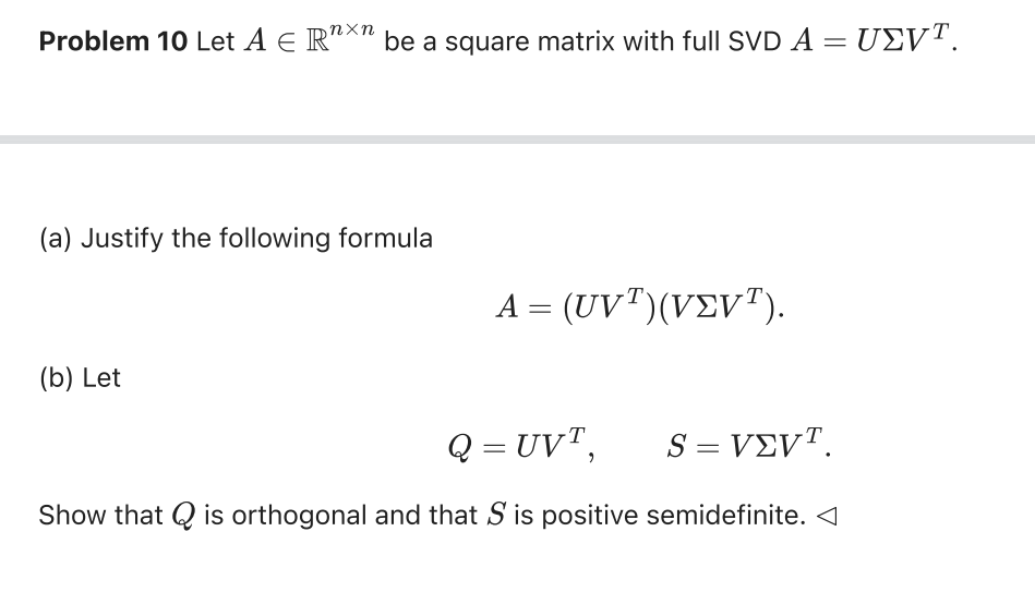 Solved nxn Problem 10 Let A ER**n be a square matrix with | Chegg.com