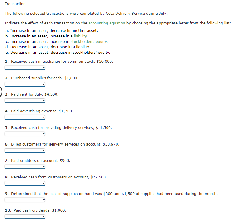 Solved Transactions The following selected transactions were | Chegg.com