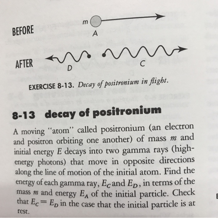 Solved BEFORE AFTER EXERCISE 8-13. Decay of positronium in | Chegg.com