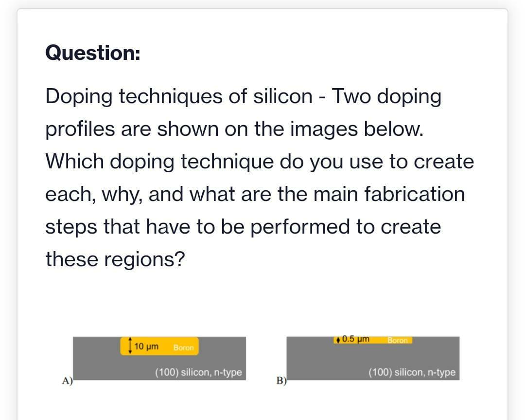 Solved Question: Doping techniques of silicon - Two doping | Chegg.com