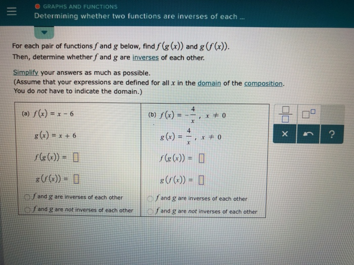 Solved GRAPHS AND FUNCTIONS Determining whether two | Chegg.com
