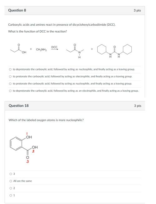 Solved Question 8 3 pts Carboxylic acids and amines react in | Chegg.com