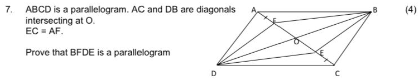 Solved ABCD is a parallelogram. AC and DB are | Chegg.com