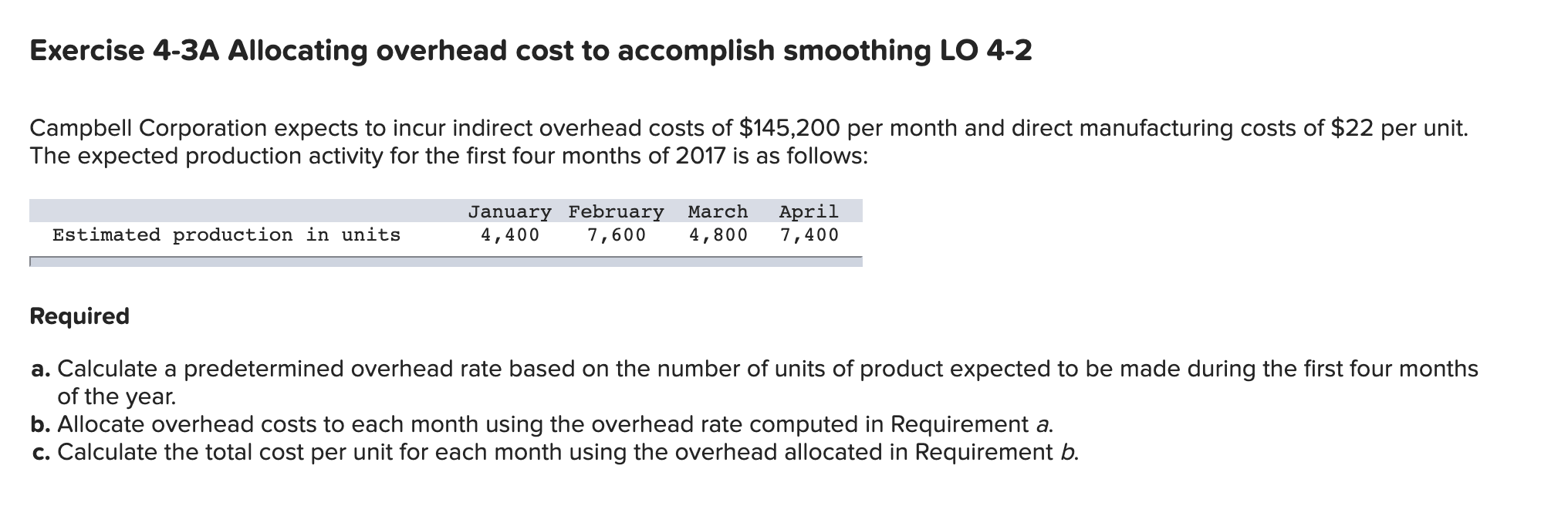 Solved Exercise 4-3A Allocating overhead cost to accomplish | Chegg.com