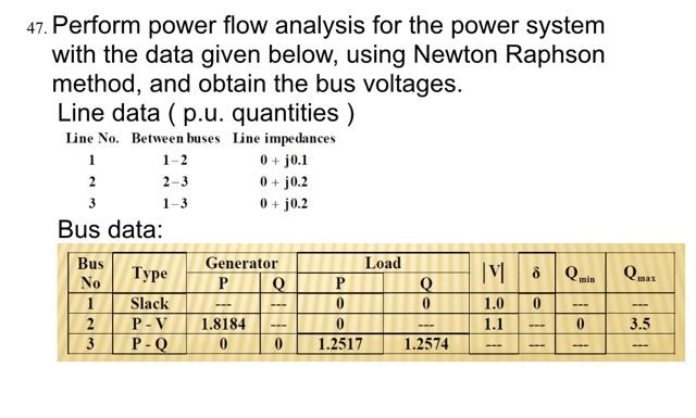 Solved 7. Perform power flow analysis for the power system | Chegg.com