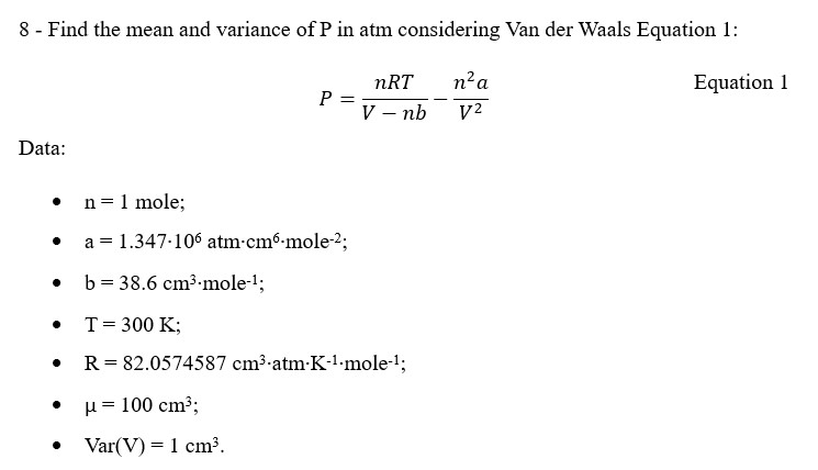 Solved 8 - Find the mean and variance of P in atm | Chegg.com