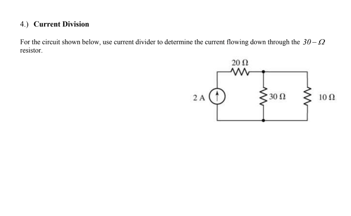 Solved For the circuit shown below, use current divider to | Chegg.com