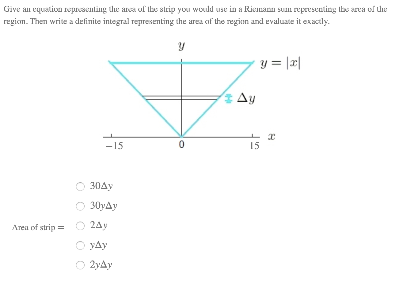 Solved Give an equation representing the area of the strip | Chegg.com