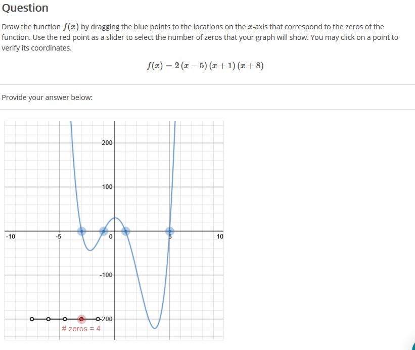Solved Question Draw the function f(x) by dragging the blue | Chegg.com