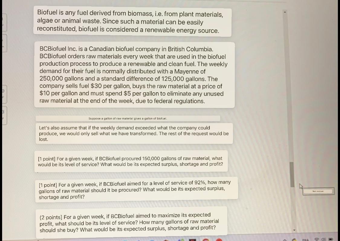 Solved Biofuel is any fuel derived from biomass, i.e. from | Chegg.com
