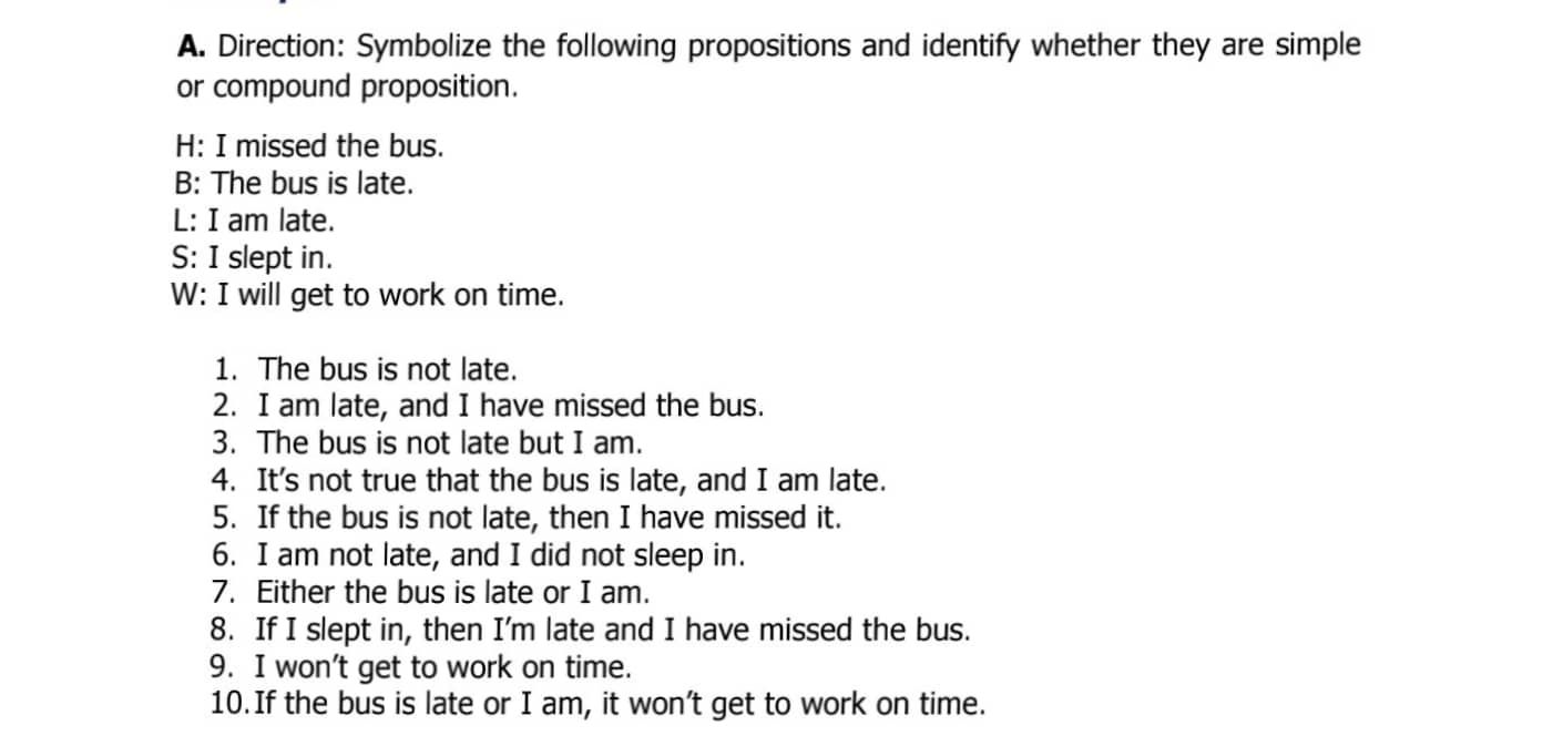 A. Direction: Symbolize the following propositions | Chegg.com