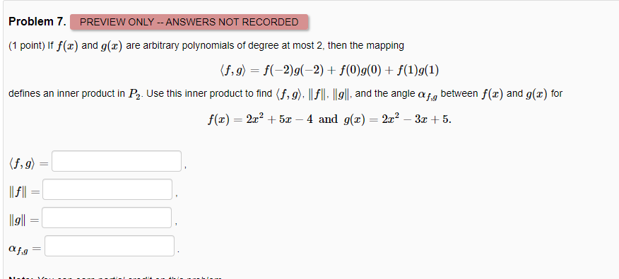 Solved Problem 7. PREVIEW ONLY -- ANSWERS NOT RECORDED (1 | Chegg.com