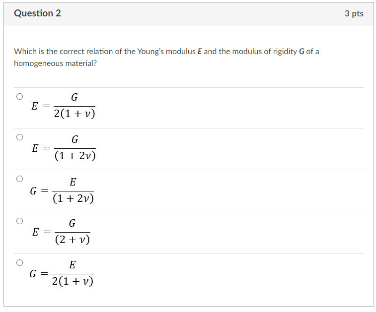 Solved Which is the correct relation of the Young's modulus | Chegg.com