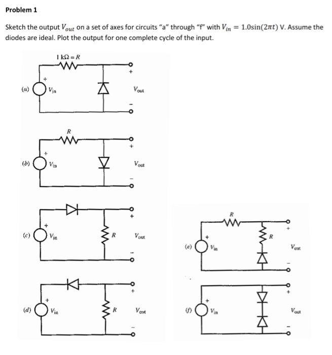 Solved Problem 1 Sketch The Output Vout On A Set Of Axes For