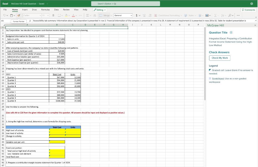 Solved Jay Corporation has decided to prepare contr bution | Chegg.com