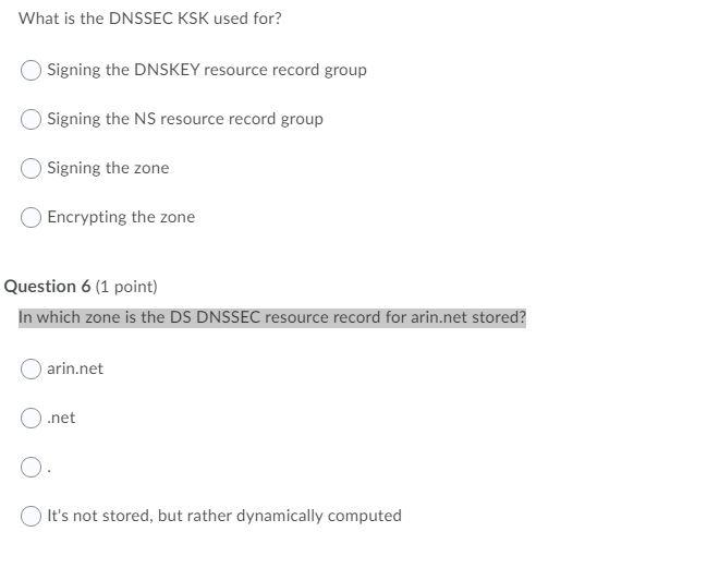 Solved What is the DNSSEC KSK used for? Signing the DNSKEY | Chegg.com