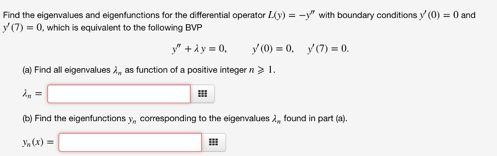 Solved Find The Eigenvalues And Eigenfunctions For The 