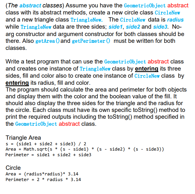 Solved (The abstract classes) Assume you have the | Chegg.com