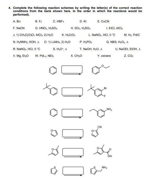 Solved 4. Complete the following reaction schemes by writing | Chegg.com