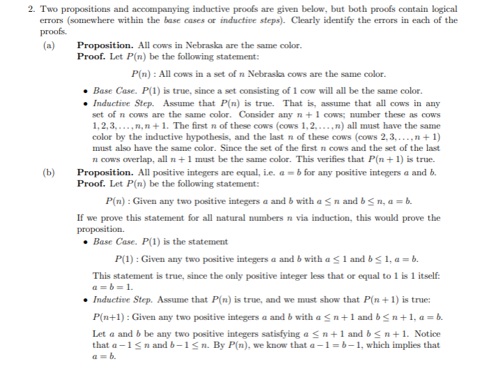 Solved These are proofs by induction. There is an error in | Chegg.com