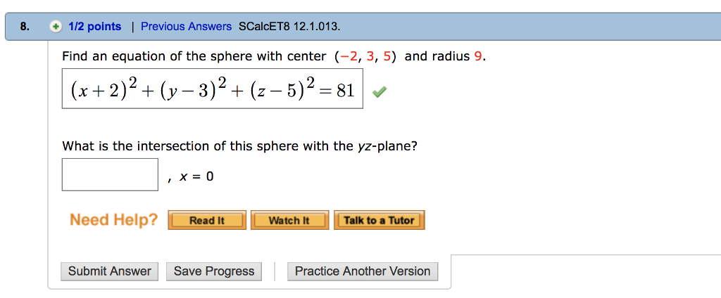 Solved 8. 1/2 points | Previous Answers SCalcET8 12.1.013 | Chegg.com