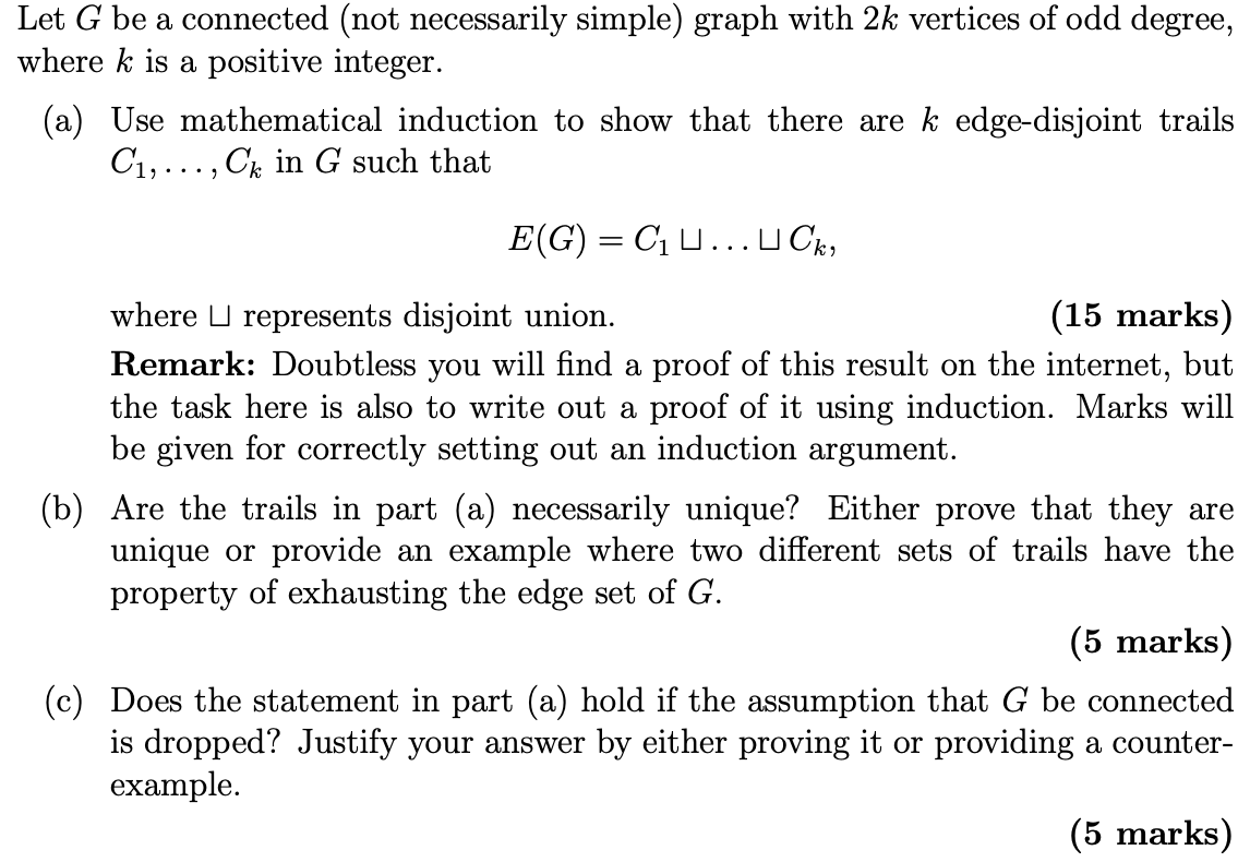 Let G be a connected (not necessarily simple) graph | Chegg.com