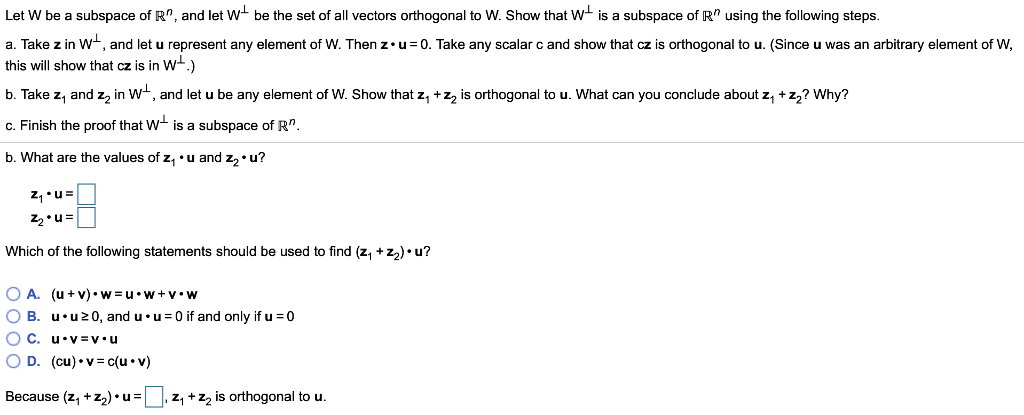 Solved Let W be a subspace of R Solved Let W be a subspace of R