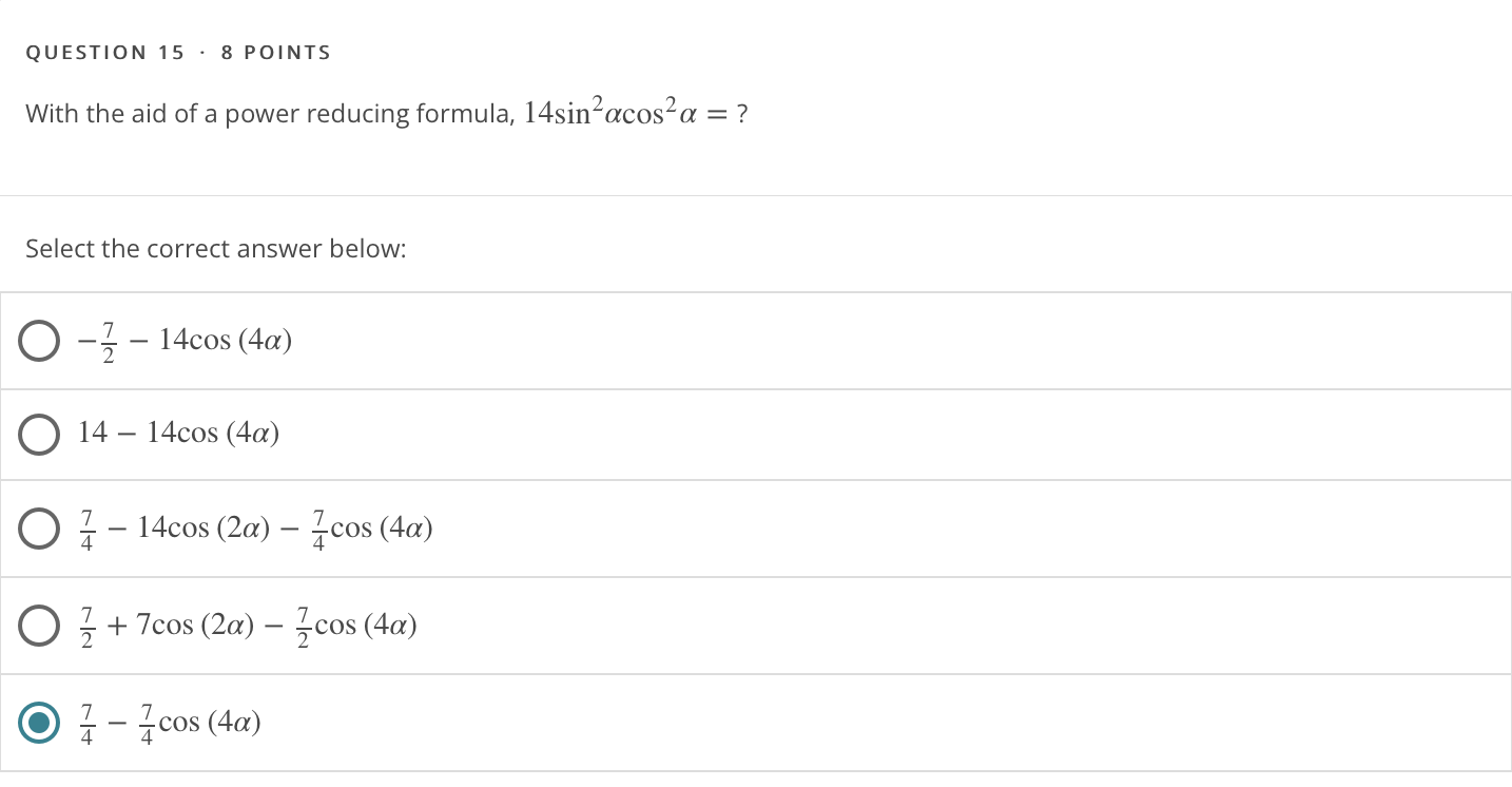 Solved QUESTION 15 8 POINTS With the aid of a power reducing | Chegg.com