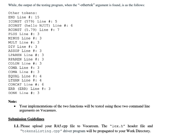 You are given a copy of "lex.h" from Programming | Chegg.com