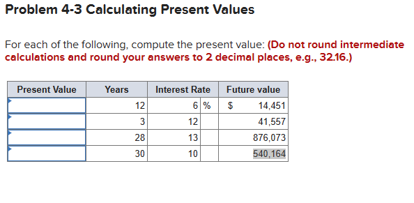 Solved For each of the following, compute the present value: | Chegg.com
