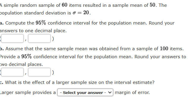 Solved A simple random sample of 60 ﻿items resulted in a | Chegg.com