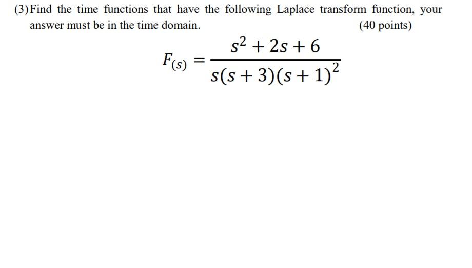 Solved (3)Find the time functions that have the following | Chegg.com