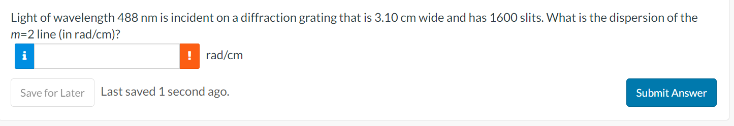 Solved Light of wavelength 488 nm is incident on a | Chegg.com