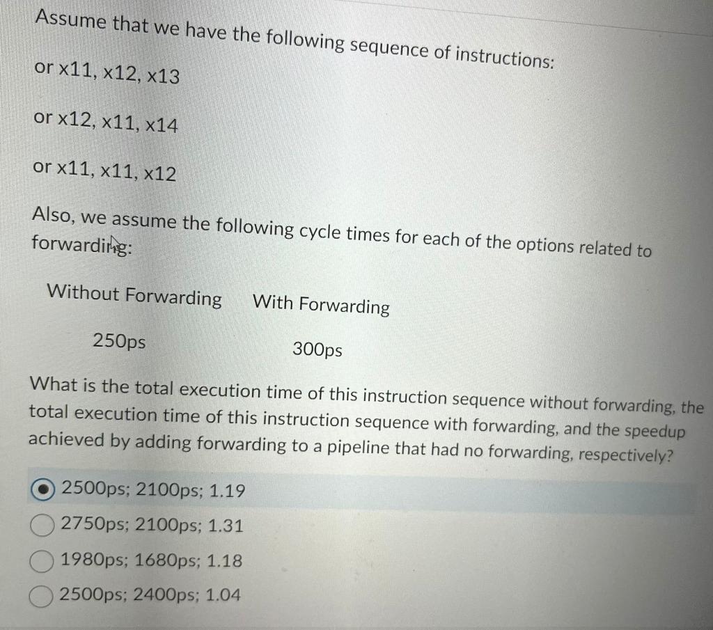 Solved What Is The Total Execution Time Of This Instruction
