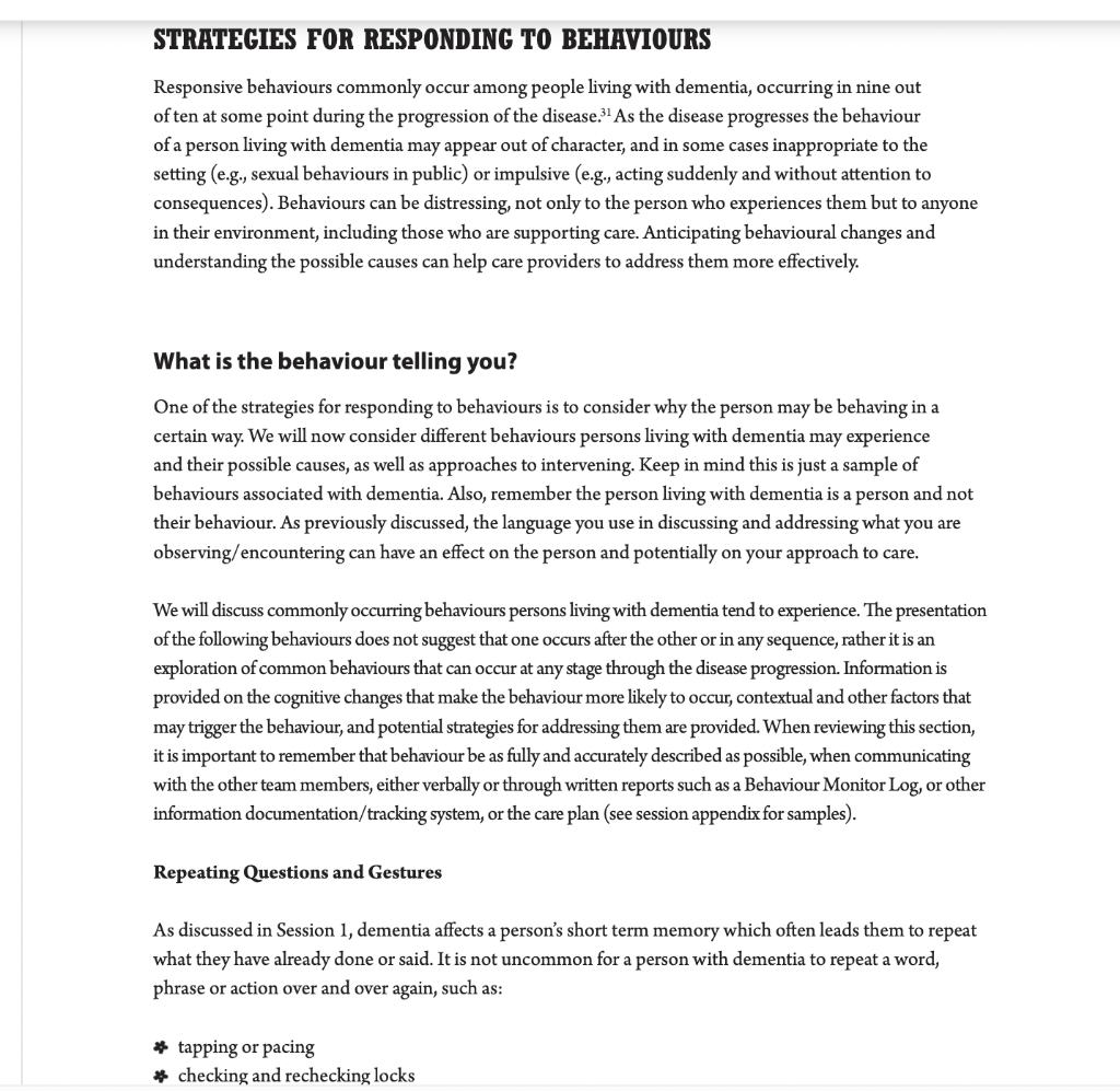 Solved Responsive behaviours commonly occur with persons | Chegg.com ...