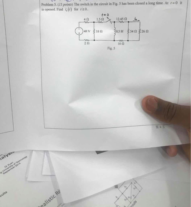 Solved Problem 5. (15 points) The switch in the circuit in | Chegg.com