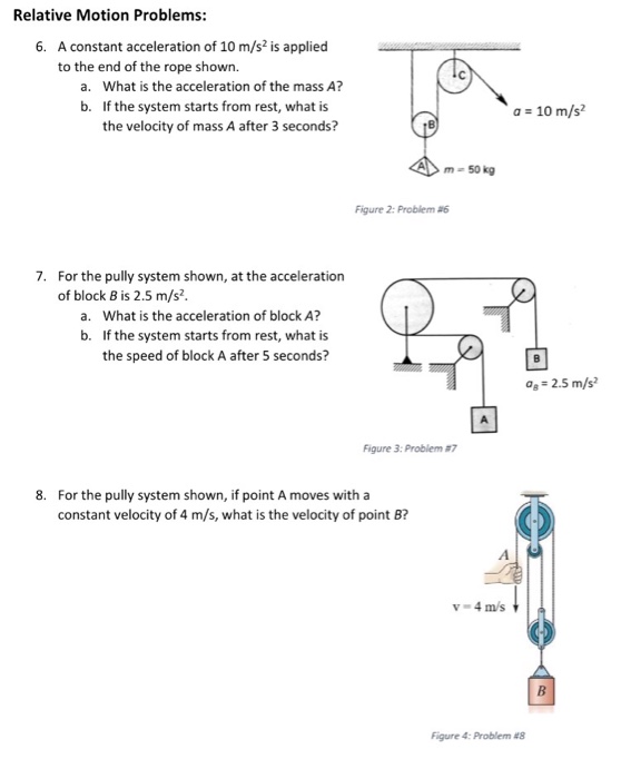 Solved Relative Motion Problems: 6. A constant acceleration | Chegg.com