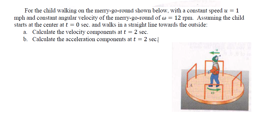 For the child walking on the merry-go-round shown | Chegg.com