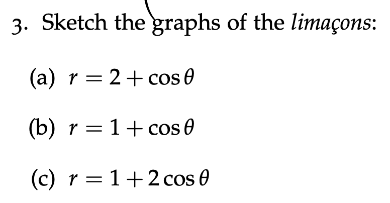 Solved 3. Sketch the graphs of the limaçons: (a) r= 2 + cos | Chegg.com