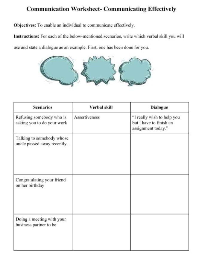 Effective Communication Worksheets For Adults