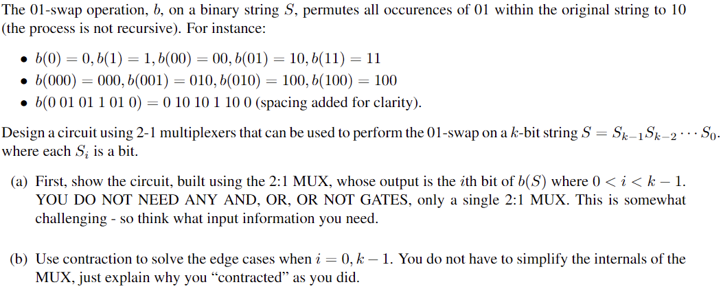 Solved The 01-swap operation, b, on a binary string S, | Chegg.com
