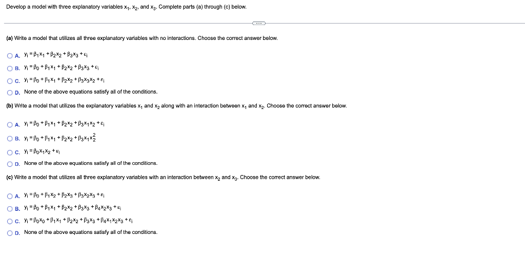 Solved Develop a model with three explanatory variables | Chegg.com