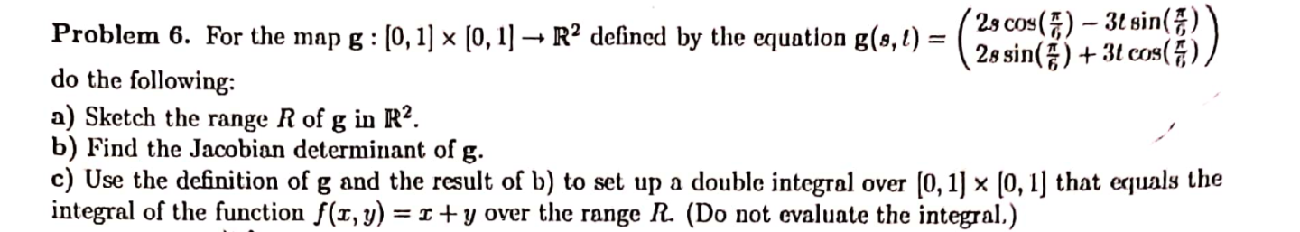 Solved sin() Problem 6. For the map g : [0,1] × [0, 1] → R² | Chegg.com