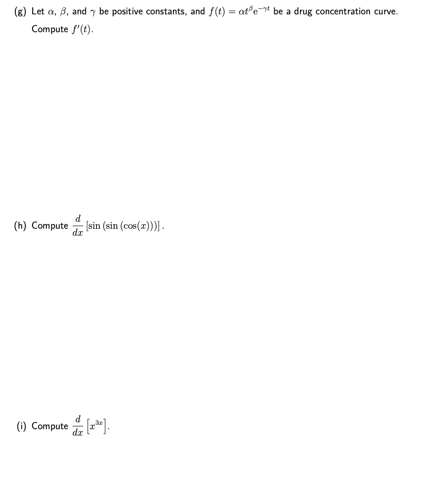 Solved (g) Let α,β, and γ be positive constants, and | Chegg.com