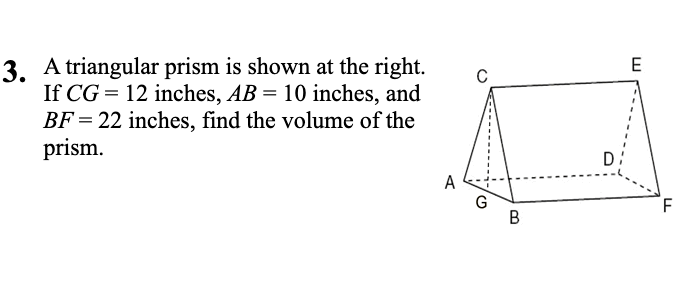 Solved E с 3. A triangular prism is shown at the right. If | Chegg.com