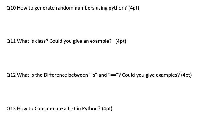 Solved Q10 How to generate random numbers using python? | Chegg.com