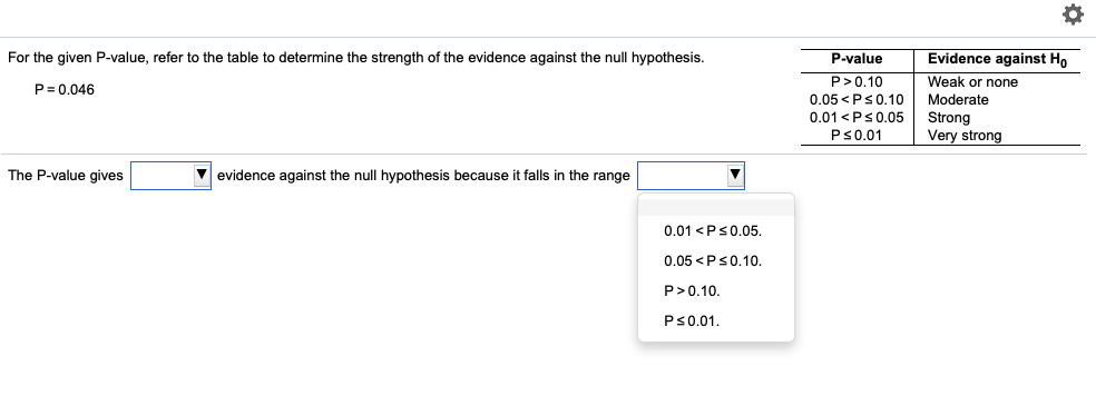 Solved For the given P-value, refer to the table to | Chegg.com