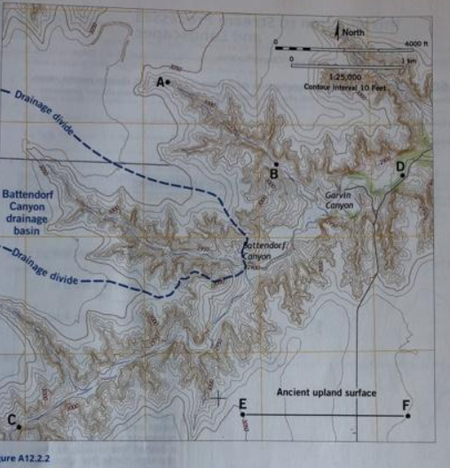 Solved B-4.Notice how the drainage divide of the stream in | Chegg.com