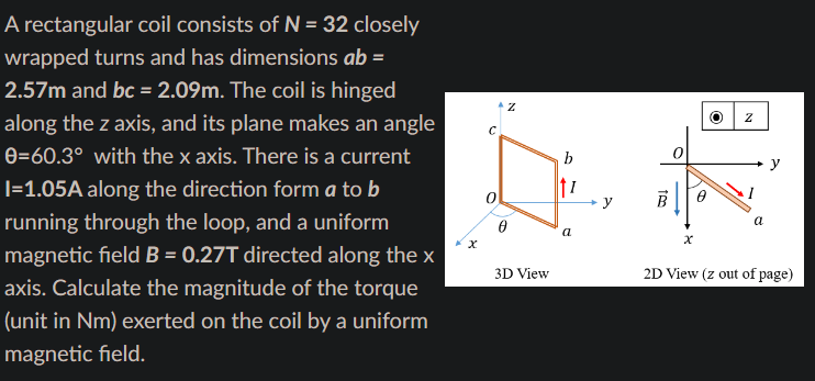 Solved A rectangular coil consists of N=32 closely wrapped | Chegg.com