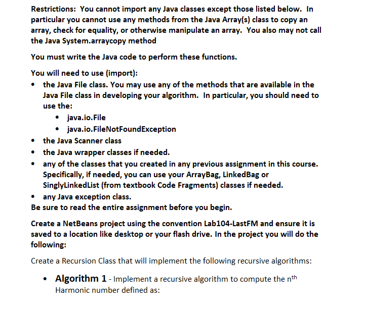 Solved This is in Java, please create the algorithms to each | Chegg.com